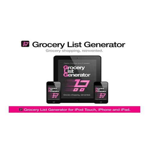 Grocery List Generator | App for iPod Touch, iPhone and iPad. | PDF