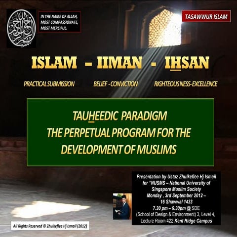 Slideshare [nusms-sept-2012] islam – iiman - ihsan | PPT