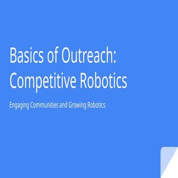 Basics of Outreach: Competitive Robotics | PPTX