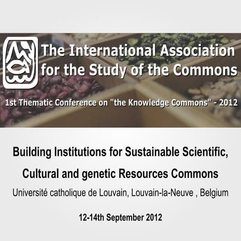 2012 IASC First Thematic Conference on "the Knowledge Commons" | ODP | Events