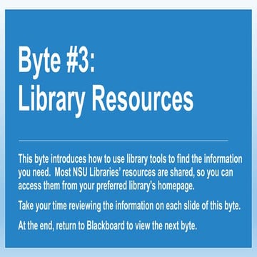 Byte 3: Library Resources | PPTX