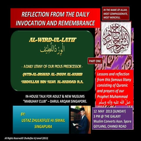 [Slideshare] tadzkirah-may -2013-lesson-reflection -wird-ul-latif-(part ...