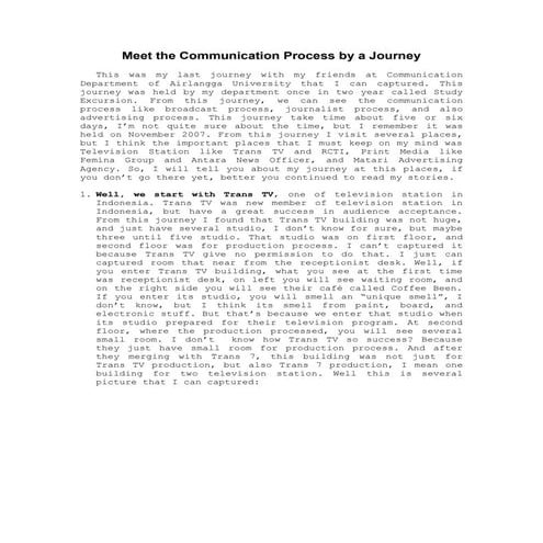 Meet the Communication Process by a Journey | DOC | Media Industry ...