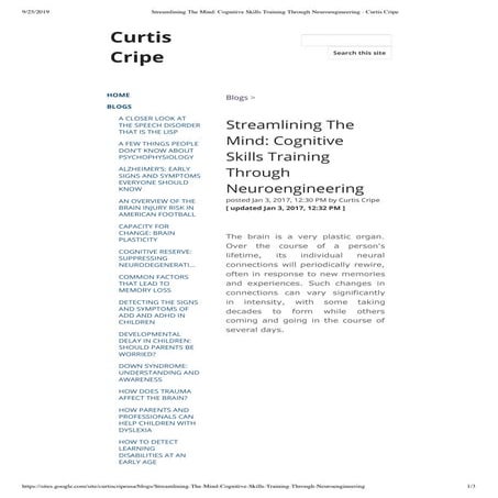 Streamlining The Mind: Cognitive Skills Training Through Neuroengineering | PDF