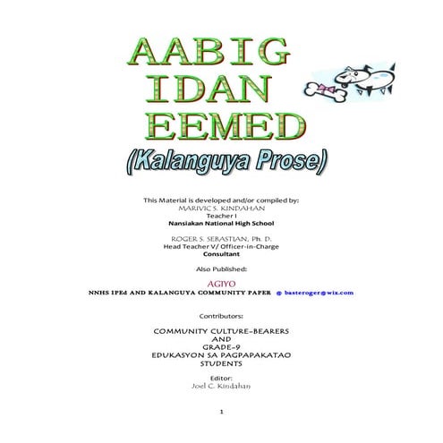 Kalanguya Prose (legends, myths, fables, folktales) (aabig) | DOCX