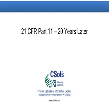 21 CFR Part 11 - 20 Years Later | PDF