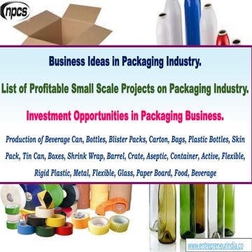 Business Ideas in Packaging Industry. List of Profitable Small Scale ...