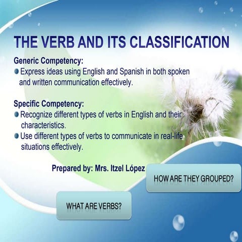 Slide share class on the verb and its classification | PPT
