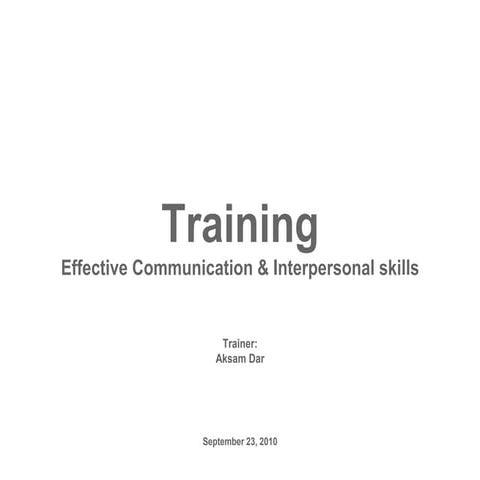 Effective Communication & Interpersoanl skills | PPTX