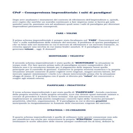 CPeF: Consapevolezza Imprenditoriale - I 5 PARADIGMI IMPRENDITORIALI | PDF | Career Planning ...