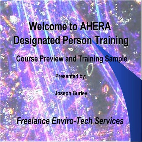 AHERA Designated Person Training Course | PPT