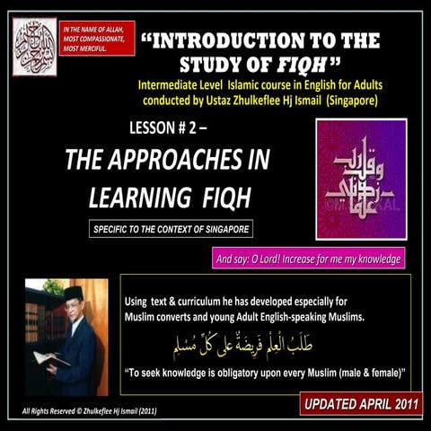 [Slideshare]fiqh course#2-approach2 learning(2011) | PPT