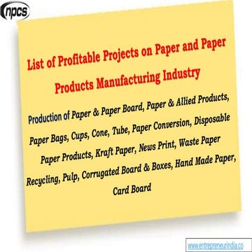 List of Profitable Projects on Paper and Paper Products Manufacturing ...