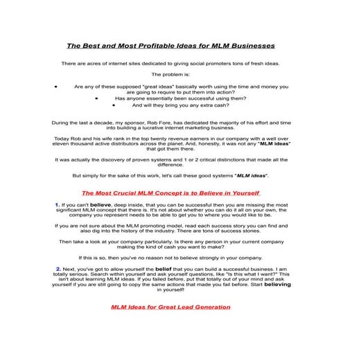 MLM Ideas | PDF