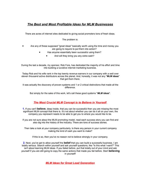 The Truth Behind MLM Prospecting Systems | PPTX | Marketing and ...