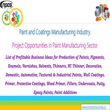 Paint and Coatings Manufacturing Industry. Project Opportunities in ...