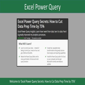 Excel Power Query Secrets: How to Cut Data Prep Time by 75% | PDF