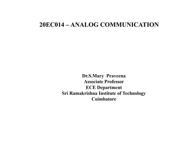 Introduction To Analog Communication Systemtx Ppt
