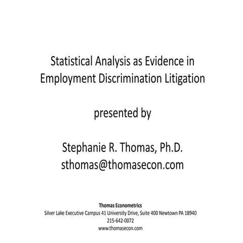 Statistical Analysis as Evidence in Employment Discrimination ...