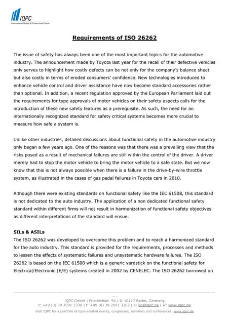 ISO 26262: Automotive Functional Safety | PPTX