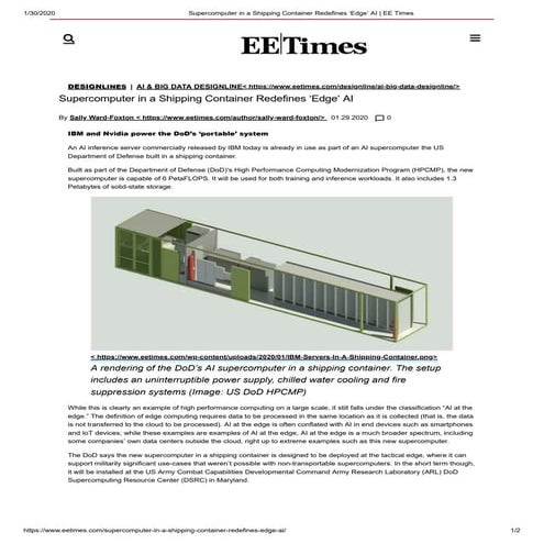 Supercomputer in a Shipping Container Redefines ‘Edge’ AI | PDF