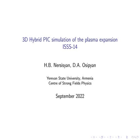 3D Hybrid PIC simulation of the plasma expansion (ISSS-14) | PDF