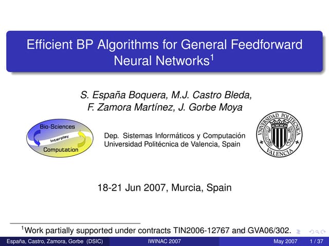 Efficient Bp Algorithms For General Feedforward Neural Networks Ppt 0135