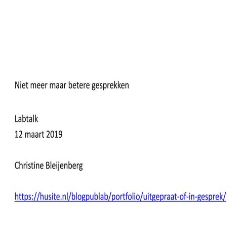 Presentatie labtalk Christine Bleijenberg 12-03-2019 | PPT
