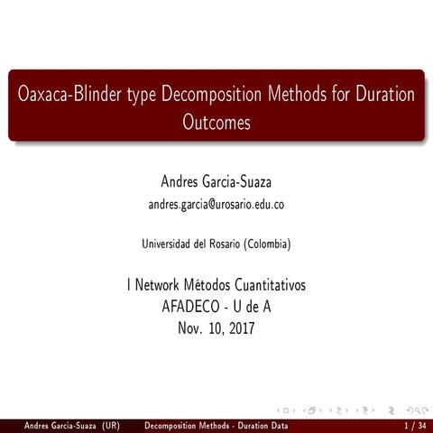 Oaxaca-Blinder type Decomposition Methods for Duration Outcomes | PDF