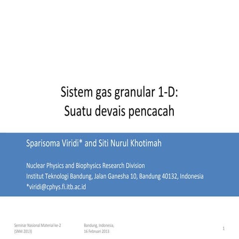 Sistem gas granular 1-D: Suatu devais pencacah | PPT