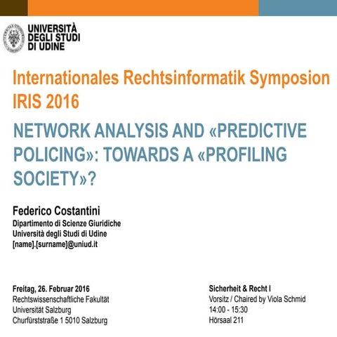NETWORK ANALYSIS AND «PREDICTIVE POLICING»: TOWARDS A «PROFILING ...