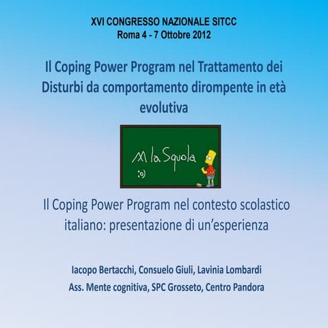 Il Coping Power Program nel Trattamento dei Disturbi da comportamento ...