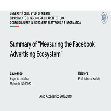 Slides summary of - measuring the facebook advertising ecosystem | PPTX