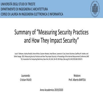 Summary of “Measuring Security Practices and How They Impact Security” - Slides | PDF