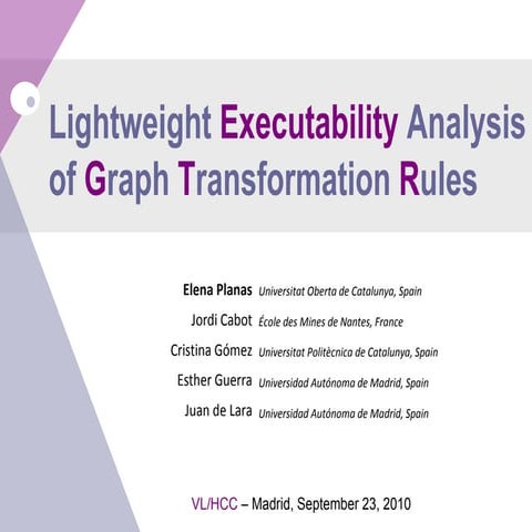 Executability Analysis of Graph Transformation Rules (VL/HCC 2011) | PPT