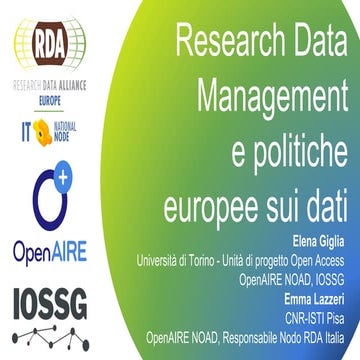Research Data Management e politiche europee sui dati | PDF