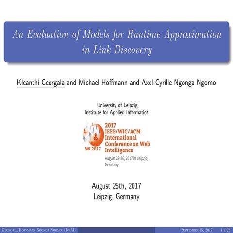 An Evaluation Of Models For Runtime Approximation In Link Discovery Ppt