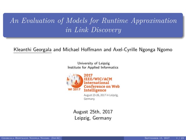 An Evaluation Of Models For Runtime Approximation In Link Discovery Ppt
