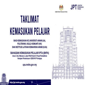 Slide Taklimat 2022 (Final)Taklimat kemasukan ke Universiti | PDF