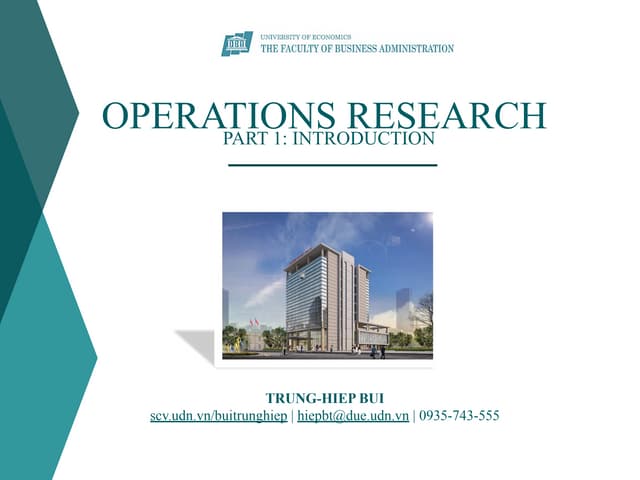 Introduction to Operations Research | PPTX