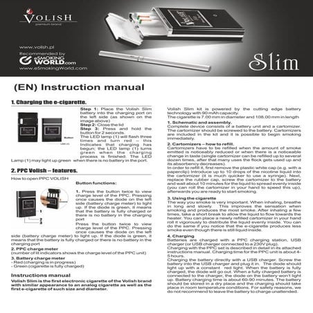 Instruction Manual for Volish Slim | PDF