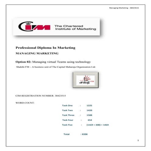 CIM Stage 2 Assignment on Managing Marketing | PDF | Computer Software ...