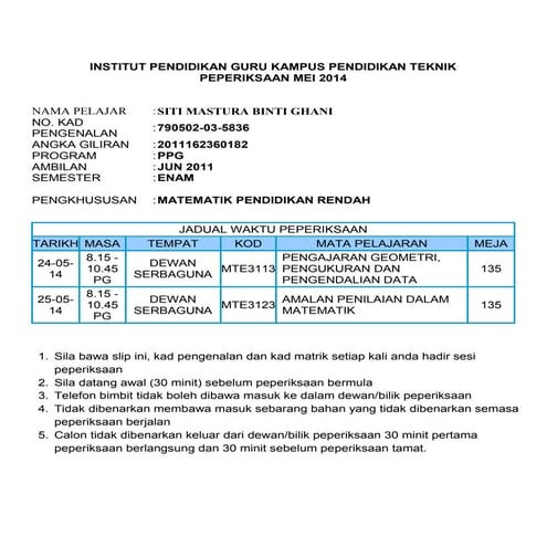 Slip exam | DOCX