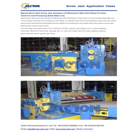 manual screw jack with hand wheel operation adjusting upper rolls in ...