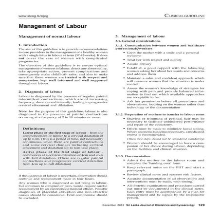Management of labour SLJOG | PDF