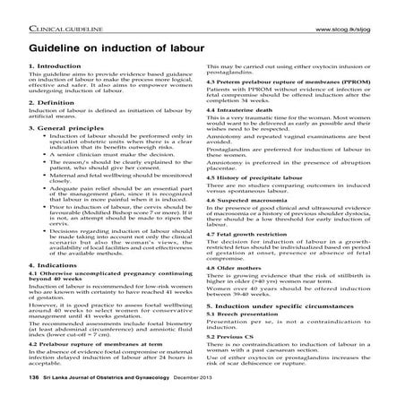 Induction of labour guidlines SLCOG | PDF
