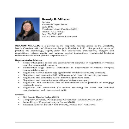 Bio: Brandy B. Milazzo | DOC