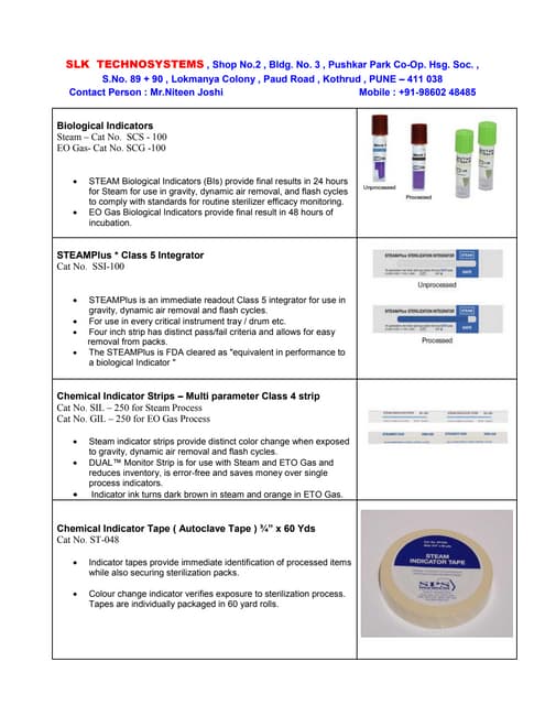 6 CLASSES OF CHEMICAL INDICATORS FOR STEAM STERILIZATION | PDF