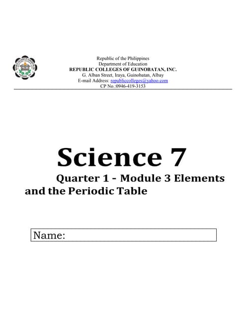 Name and Symbols of Elements in the Periodic.pptx | Chemistry | Science