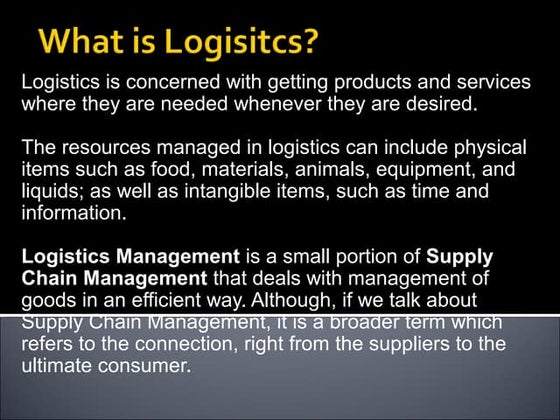 Introduction to Logistics Management | PPTX